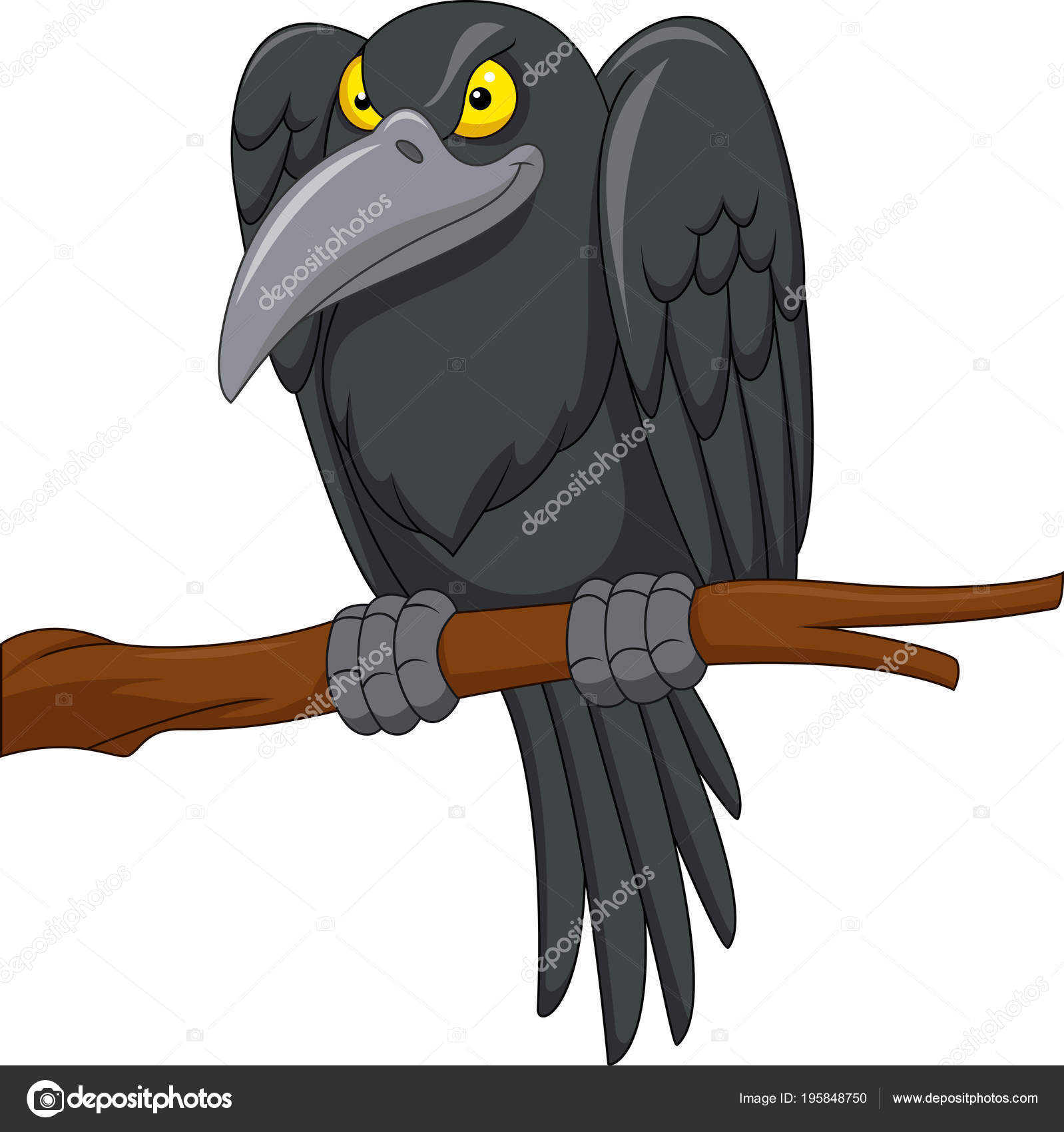 Cartoon Crow In Tree