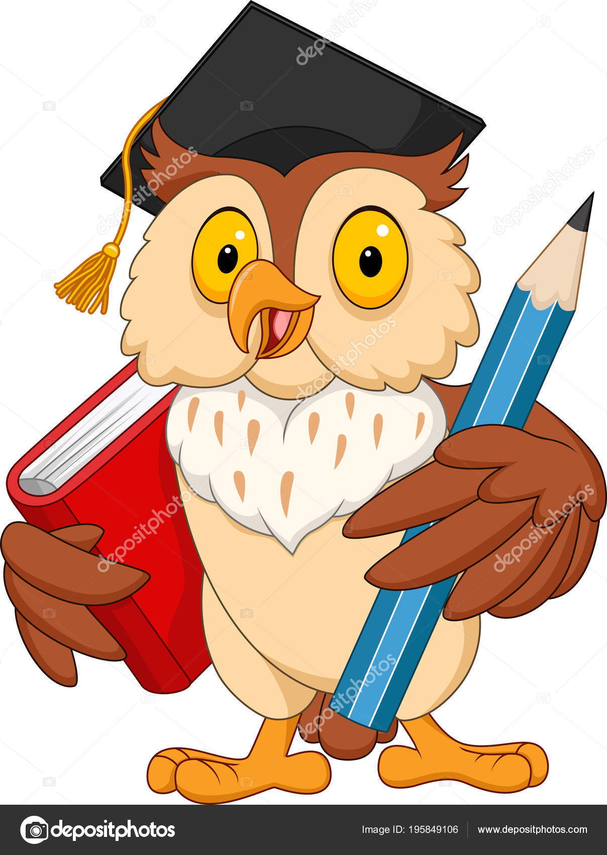 Búho Dibujos Animados Sosteniendo Lápiz Libro Stock Vector by ©tigatelu ...
