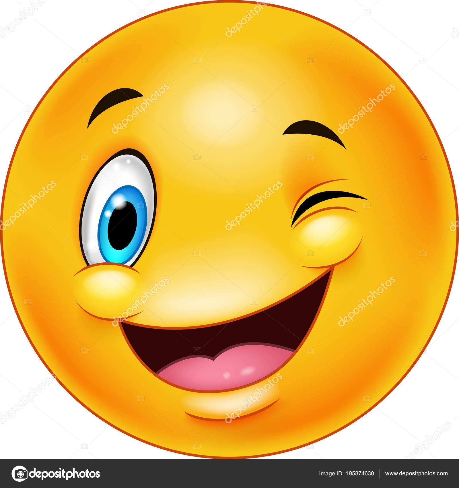 Niedliches Lächeln Und Zwinkerndes Emoticon Stock-Vektorbild von ...