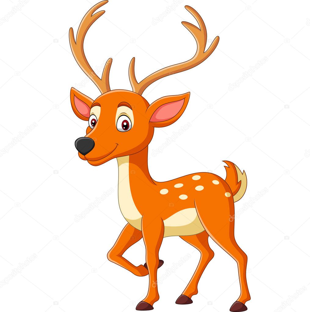 Ilustración vectorial de venado lindo de dibujos animados sobre fondo blanco 2023