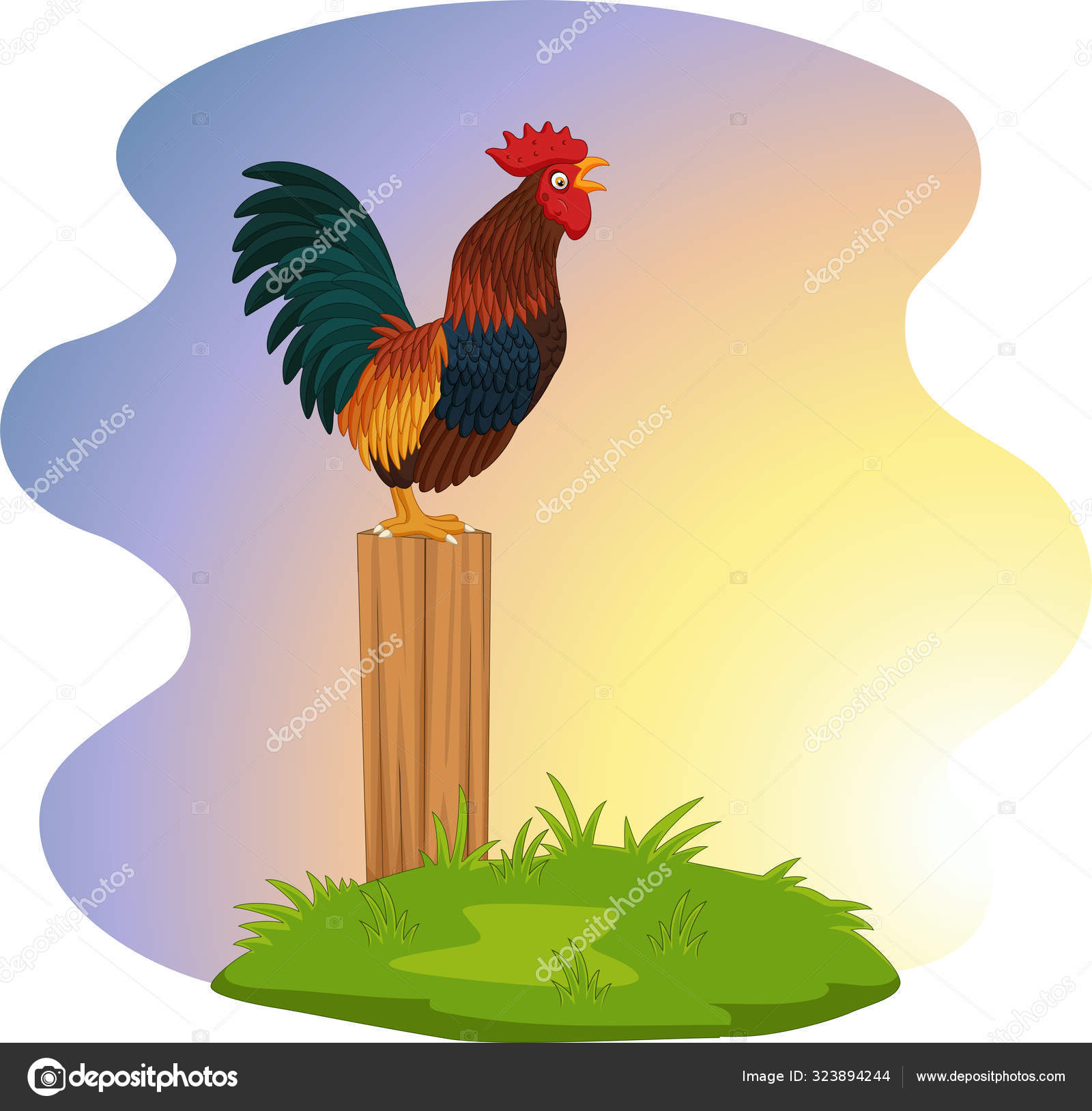 Rooster Crowing Cartoon