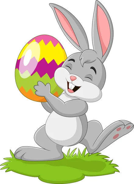 Vector Illustration Cartoon Rabbit Holding Easter Basket Stock Vector ...