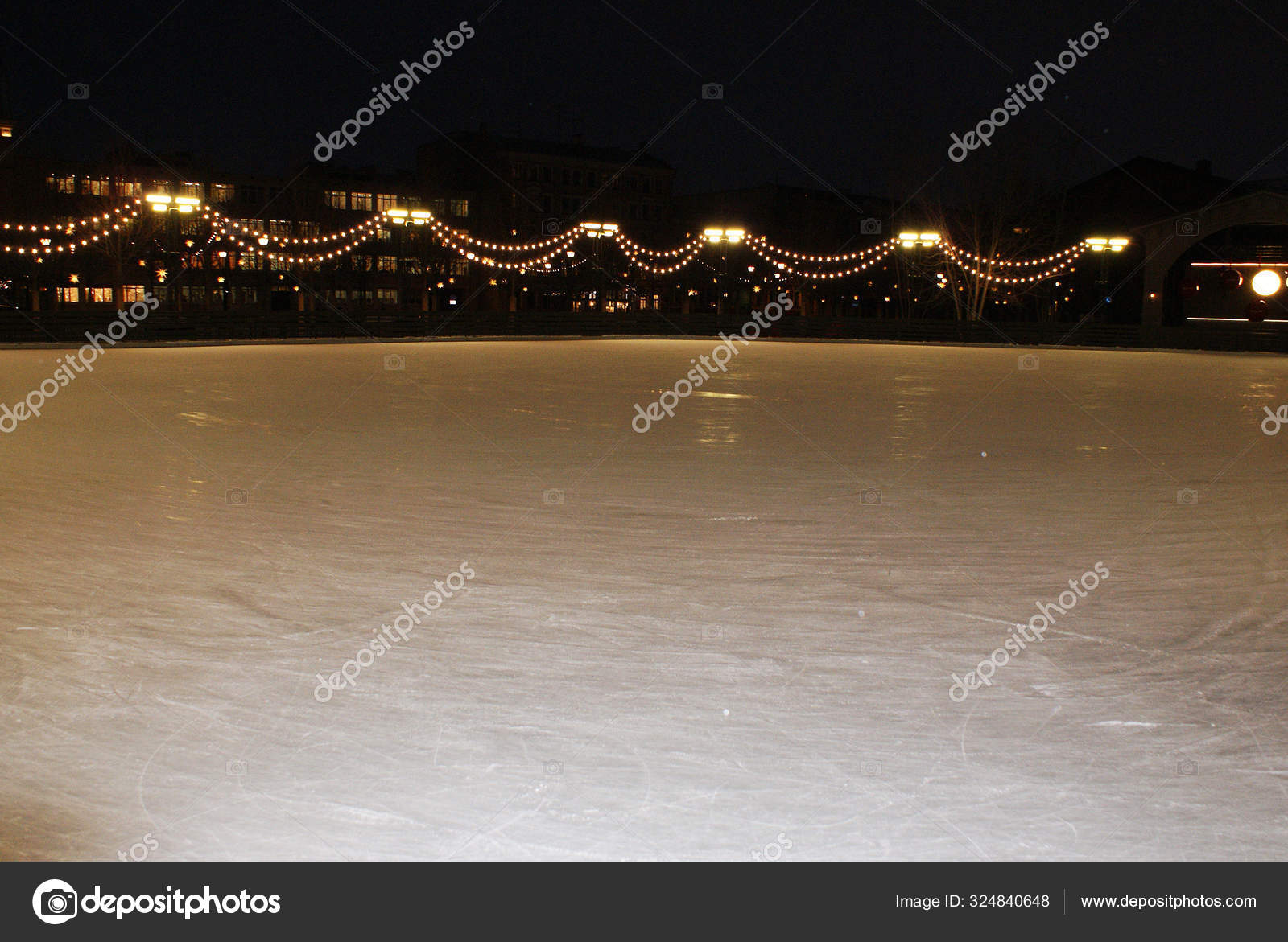 Ice Rink Illuminated Garland Night Ice — Stock Photo © Elena_Shap84 ...