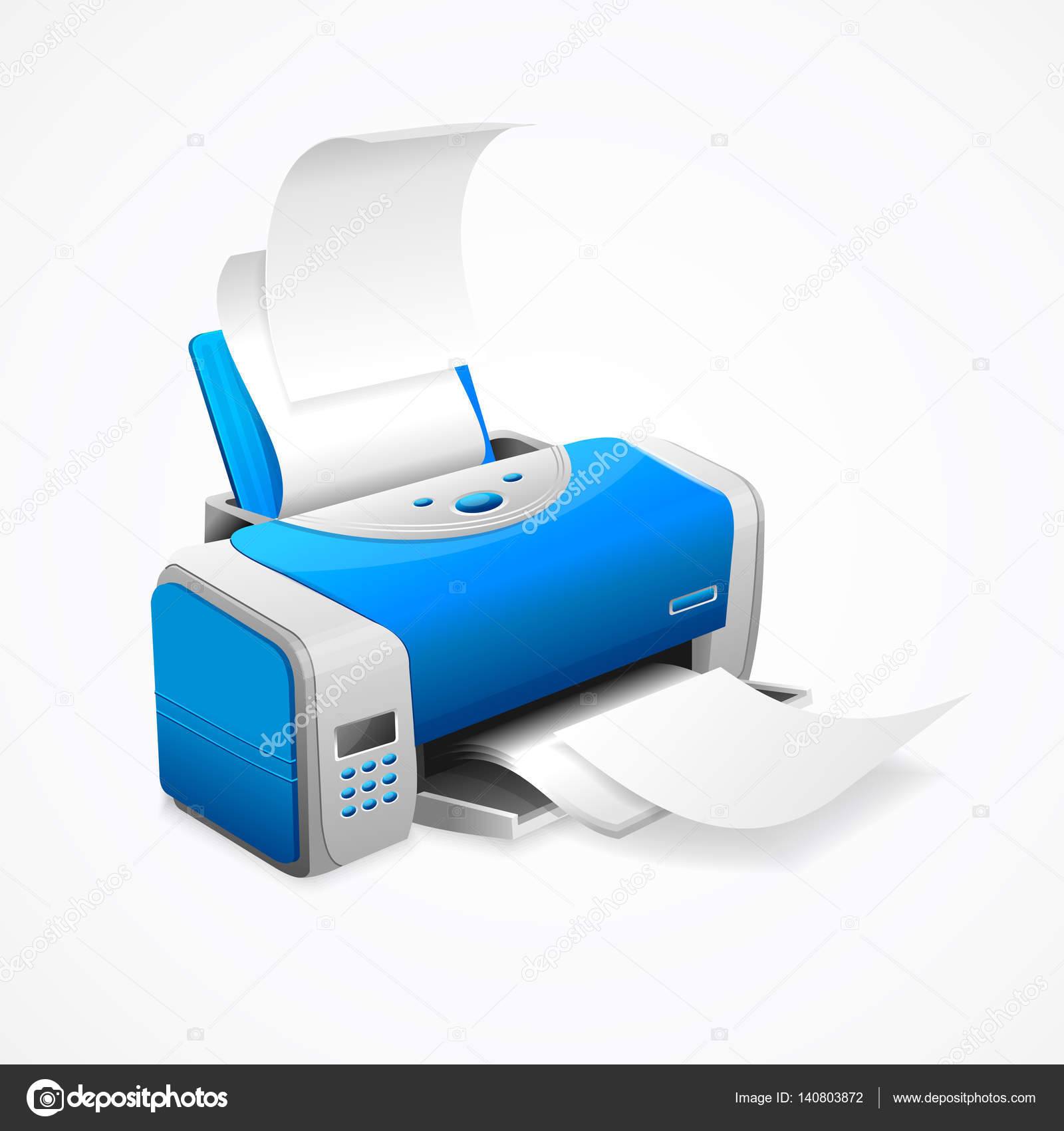 Realistic Printer Machine with White Paper. Vector Stock Vector Image ...