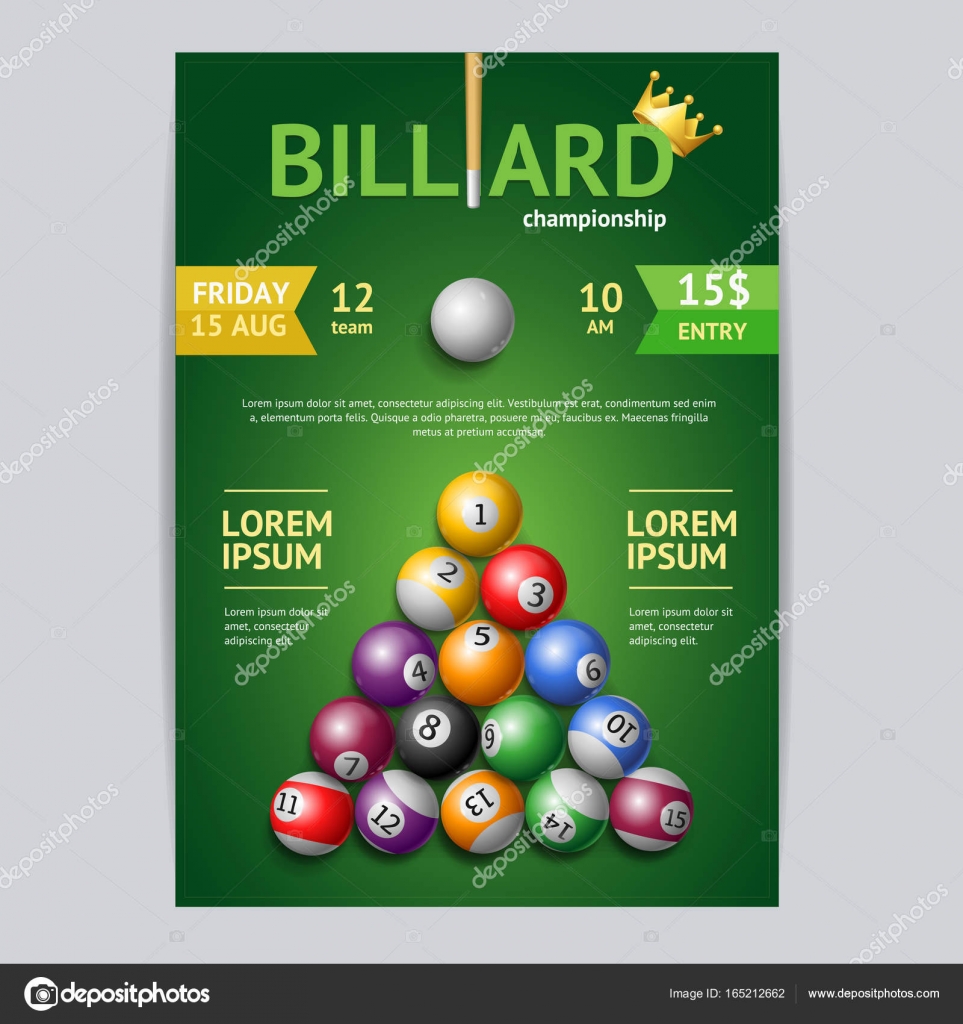 Billiard Tournament Poster Card Template. Vector Stock Vector by ©mouse ...