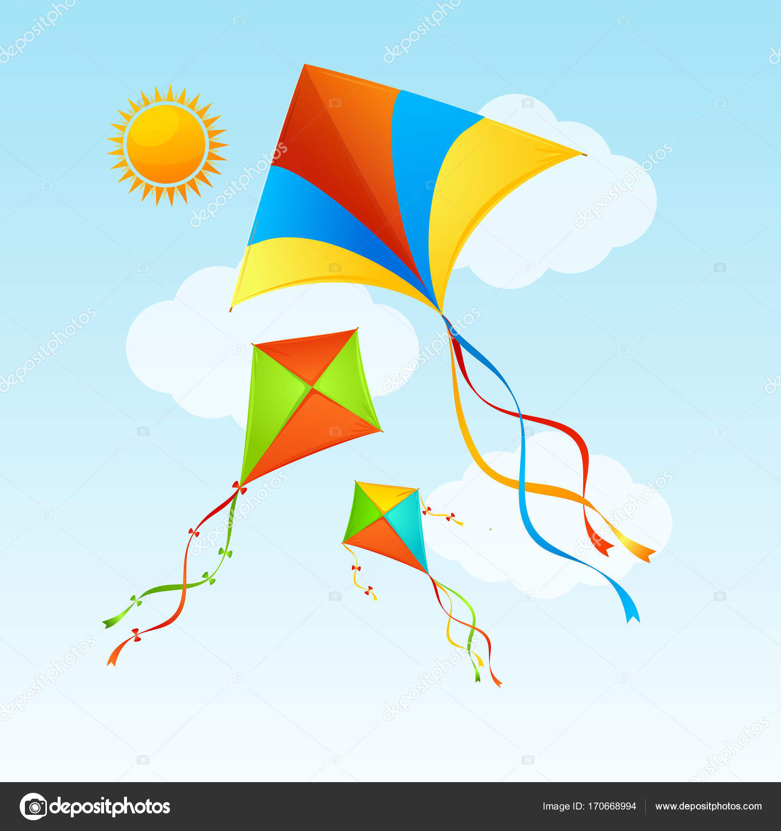 Kites Flying In The Sky Animated