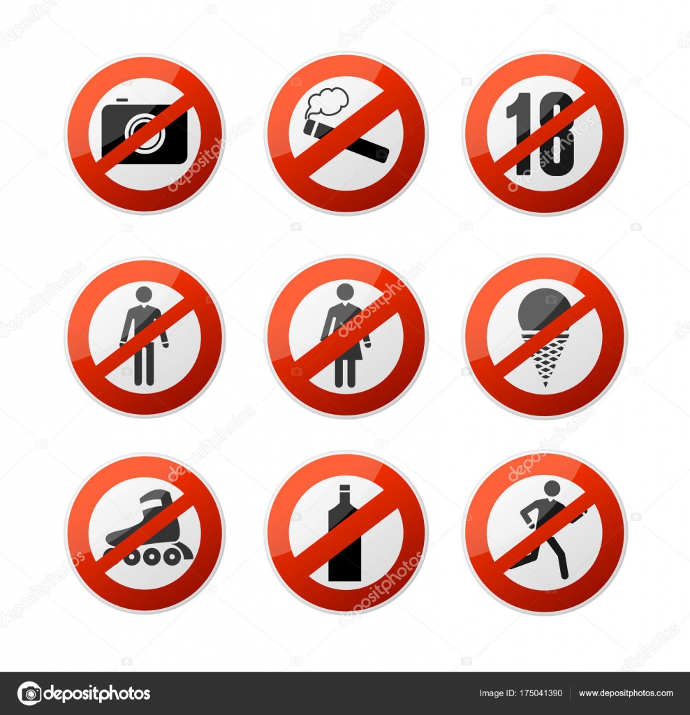 Realistis 3d Detail Stop Tanda-tanda Ikon Set. Vektor Vektor Stok oleh ...