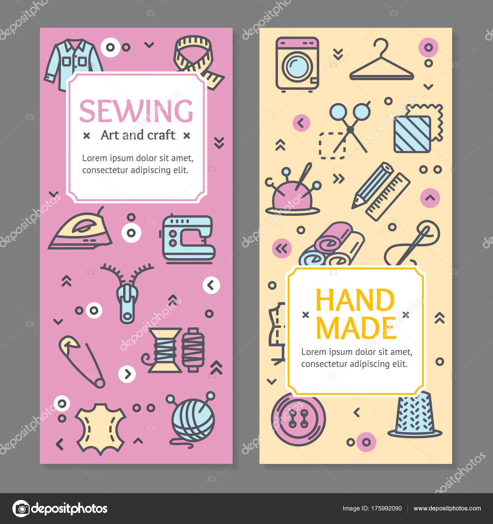 Sewing Flyer Banner Posters Card Set. Vector Stock Vector Image by ...