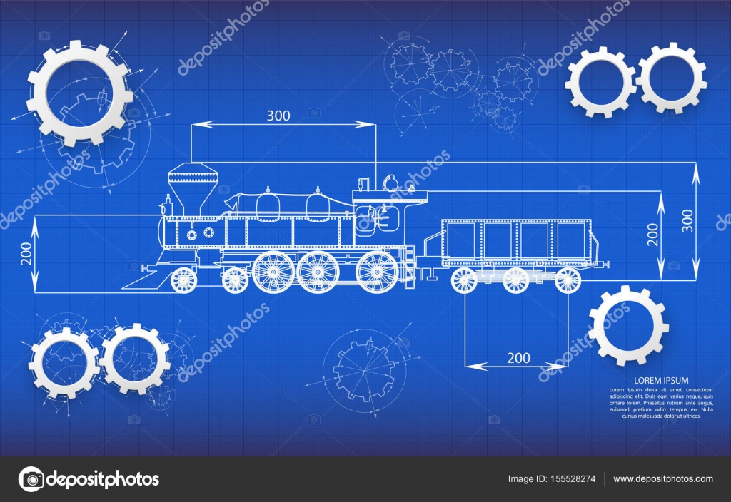 Railroad blueprints on blue background Stock Vector Image by ...