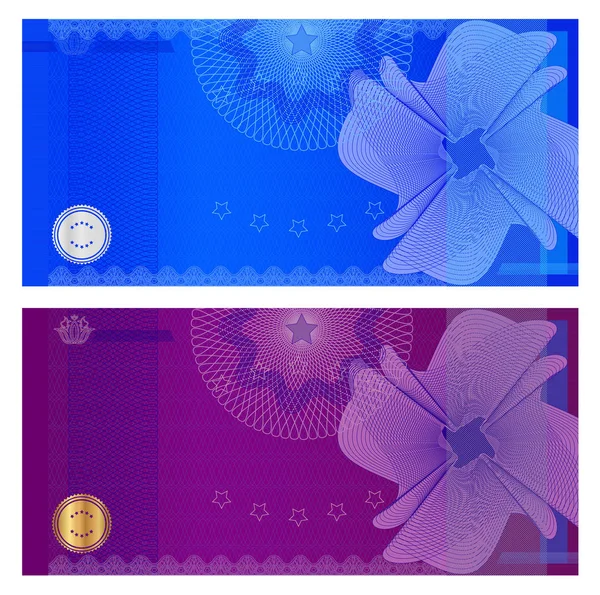 Voucher, Gift certificate, Coupon, ticket template. Guilloche pattern ...