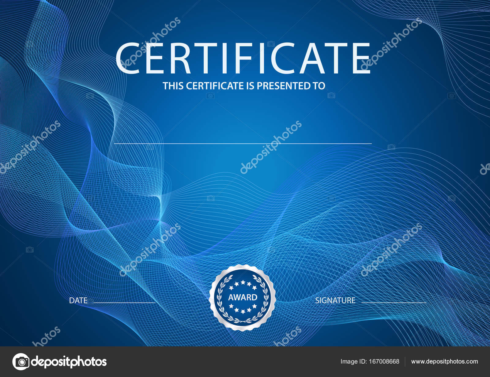 Certificate, Diploma of completion (design template, dark blue ...