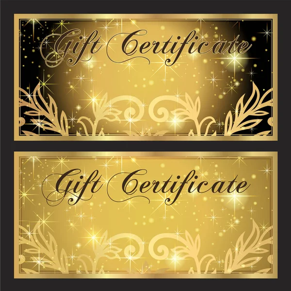 Golden Ticket Gift Certificate Gift Voucher Vector Template Design Star ...