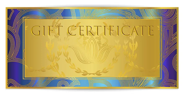 Voucher, Gift certificate, Coupon template. Floral, scroll pattern (bow ...