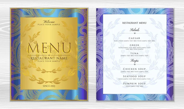 Design Restaurant Menu Template Gold Floral Border Frame Black Stripy ...