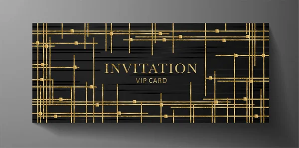 Luxurious Vip Invitation Template Black Polygon Background Gold Bow ...