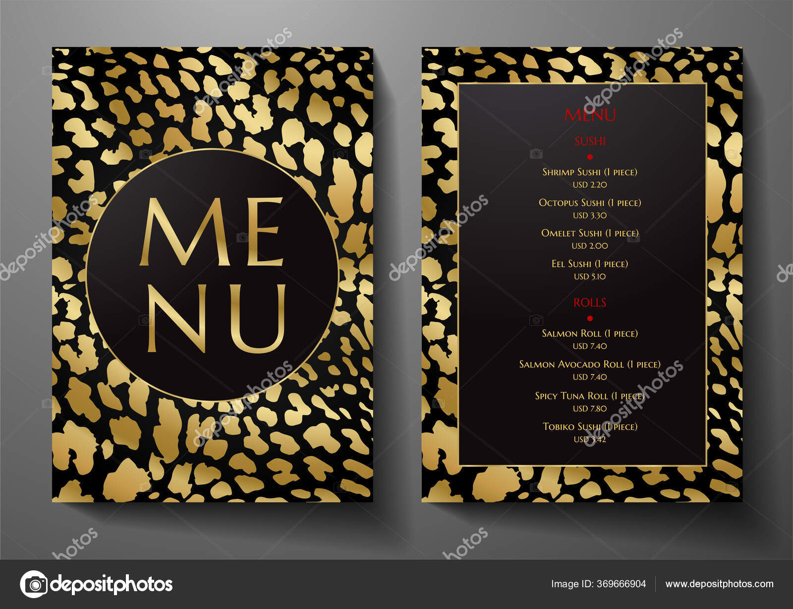 Plantilla Menú Restaurante Diseño Con Estampado Animal Leopardo Luxe ...