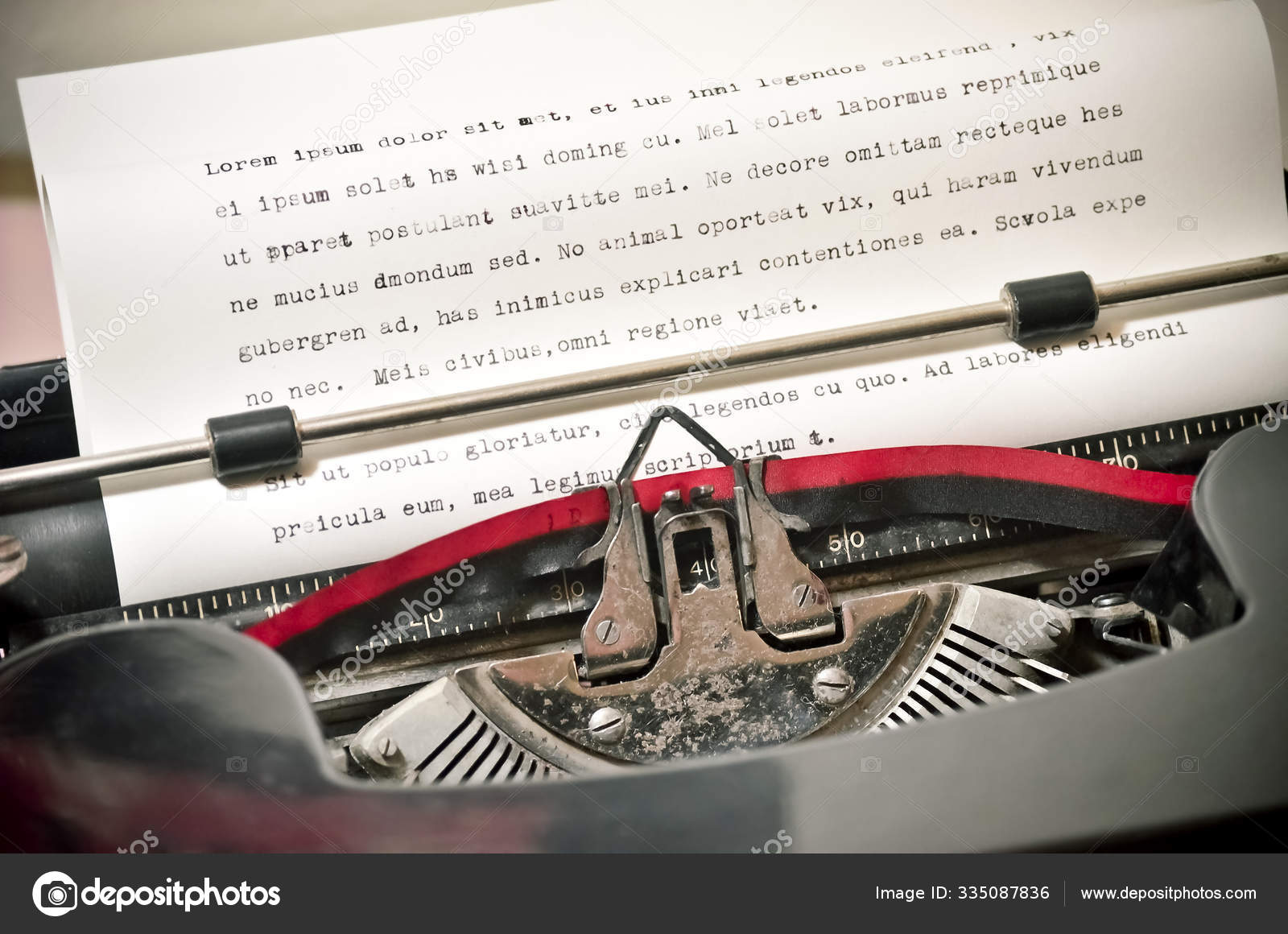 Close Antique Typewriter Ribbon Typing Lorem Ipsum — Stock Photo ...
