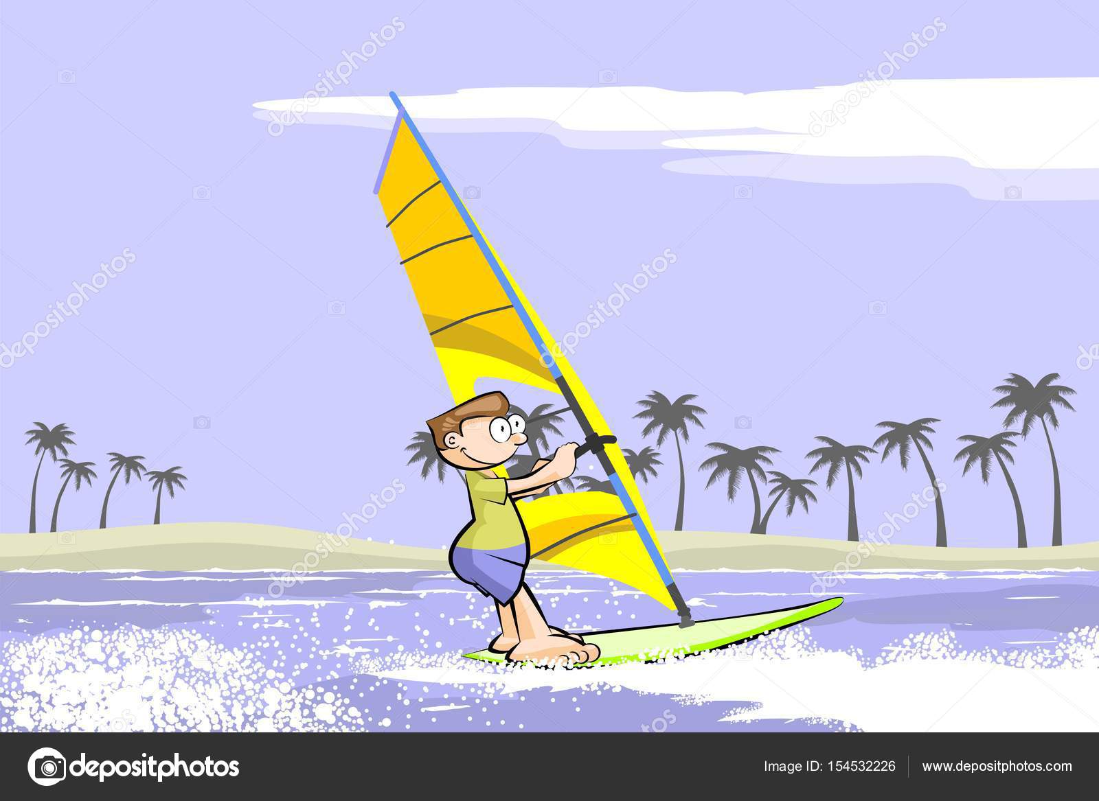 Windsurf summer cartoon Stock Vector Image by ©PhotoEstelar #154532226
