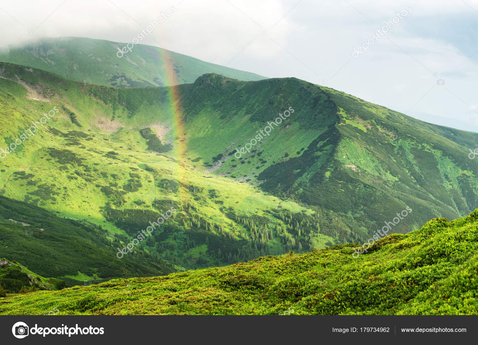Rainbow Mountain Ridge Panoramic Landscape Summer Time Stock Photo by ...