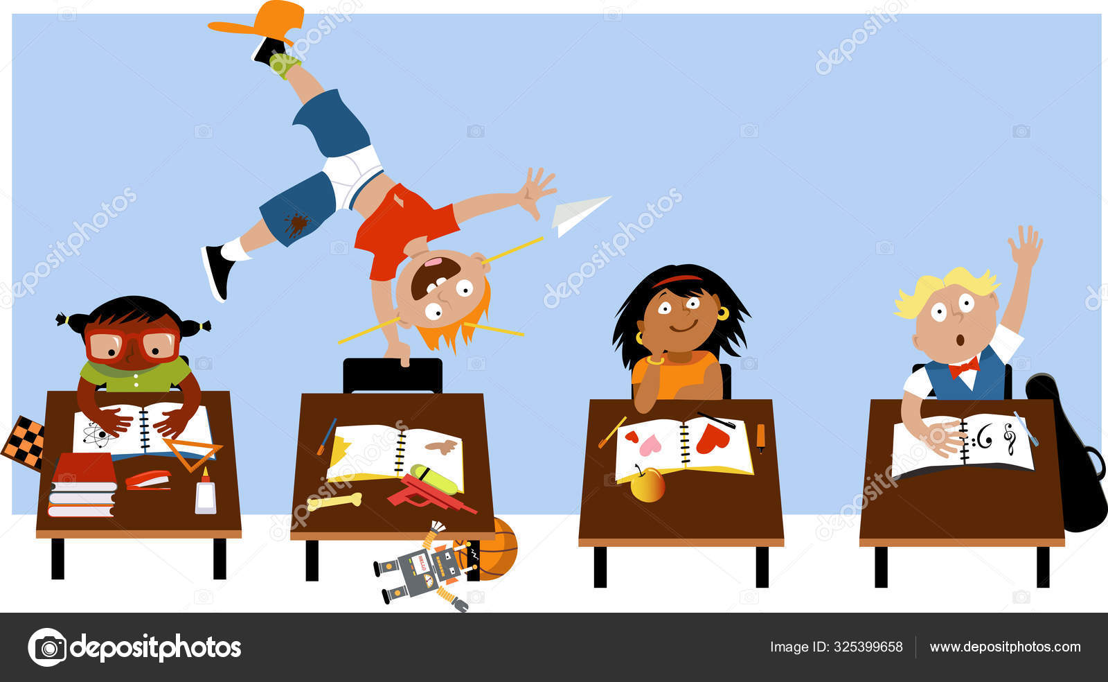 Child Adhd Acting Out Classroom Eps Vector Illustration Stock Vector ...