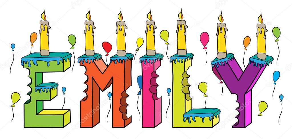Emily primer nombre mordido colorido 3d letras pastel de cumpleaños con ...