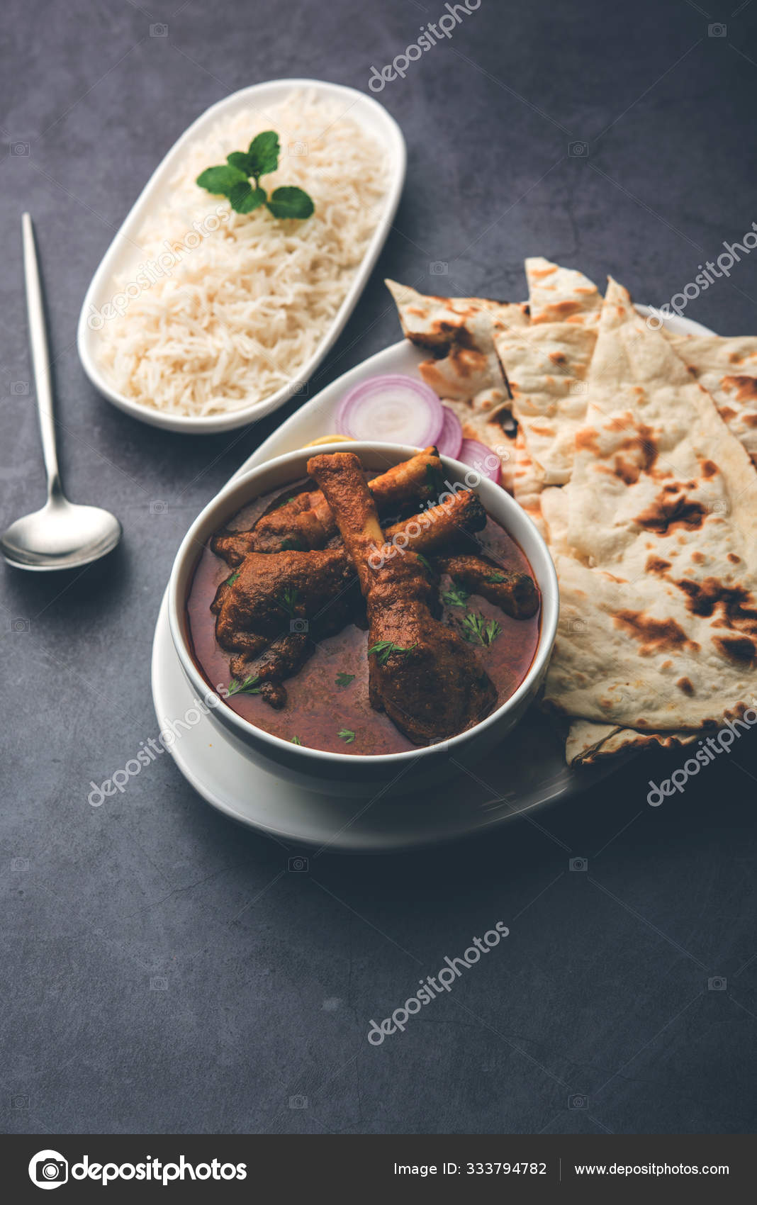 Hyderabadi Mutton Paya Nehari Nahari Nihari Masala Served Naan Rice ...