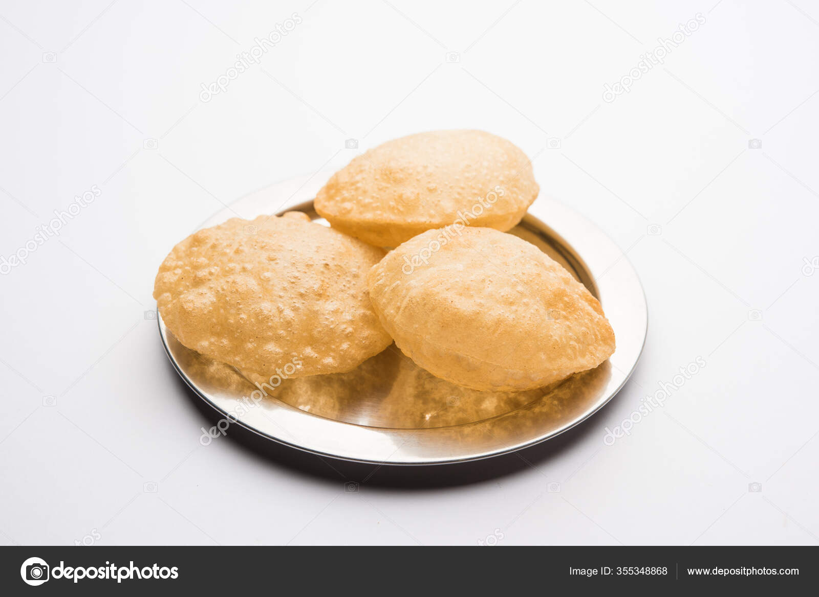 Plain Puri Served Plate It's Indian Deep Fried Bread Made — Stock Photo ...
