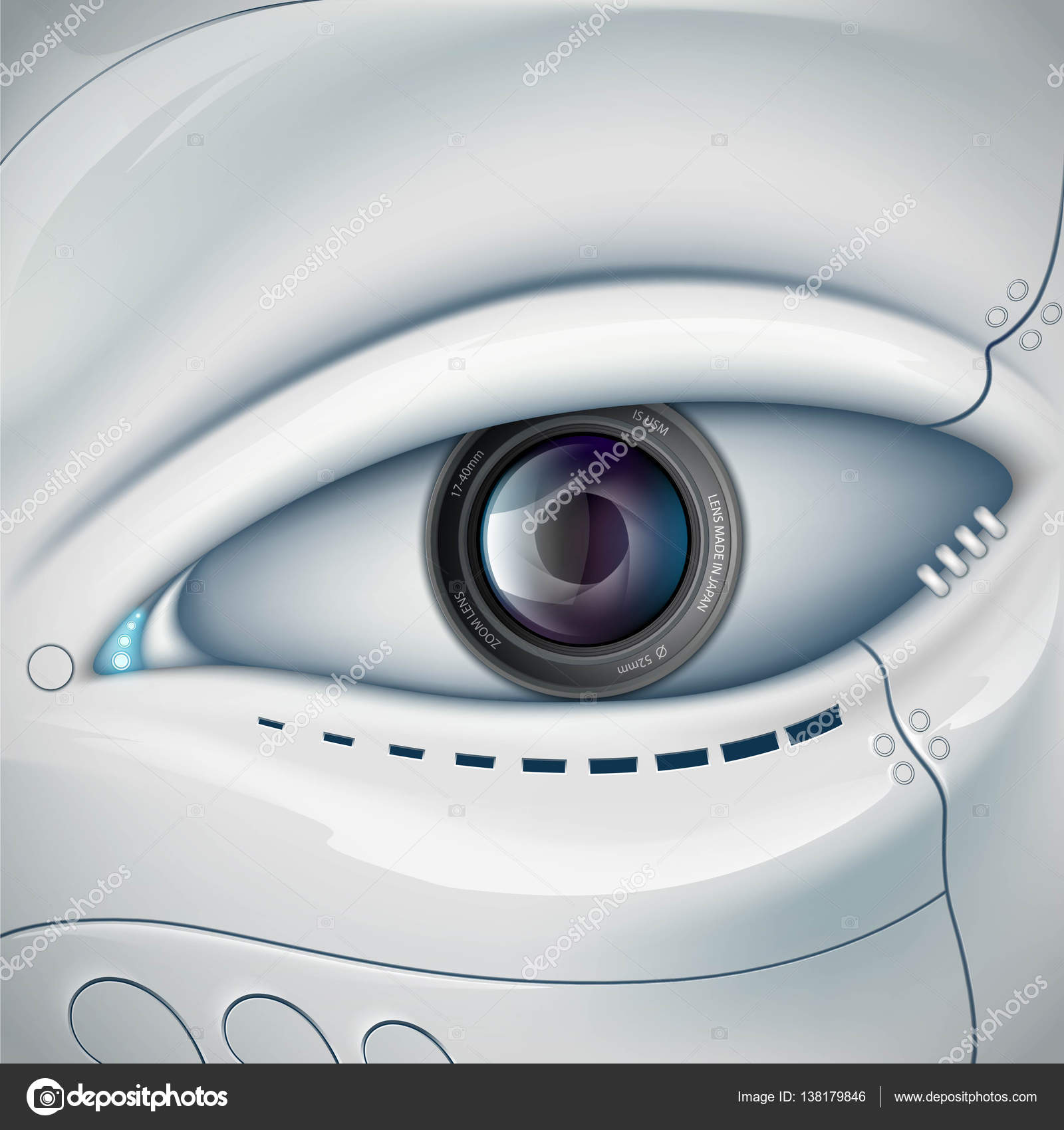 Robot face with the camera lens in the eye Stock Photo by ©vantuz 138179846