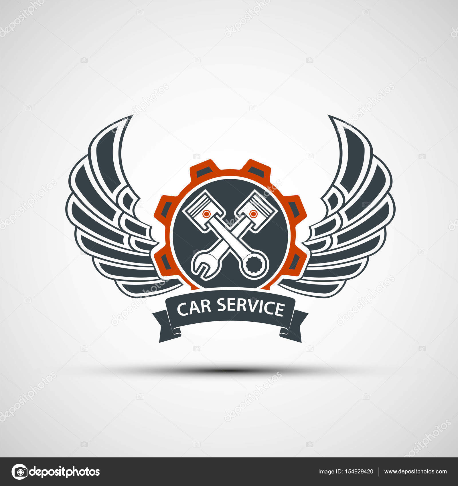 Logo engine with plungers and wrench Stock Vector by ©vantuz 154929420