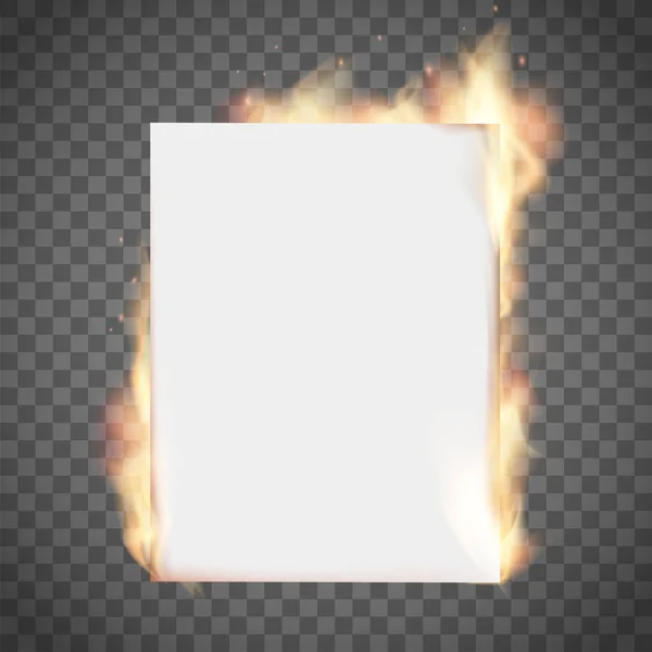 Burning Paper Sheet A4 Edges Close up Isolated on Black Checkered ...