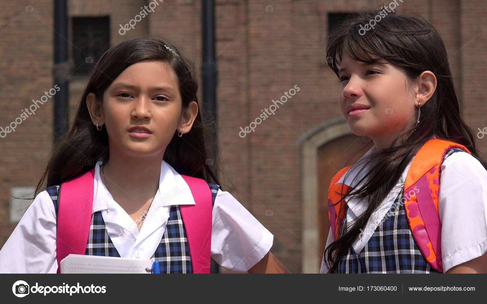 Hispanic Young Female Students Wearing School Uniforms — Stock Photo ... Hispanic Young Female Students Wearing School Uniforms — Stock Photo ...