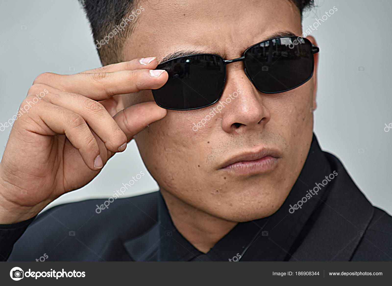 Handsome Security Guard Looking Wearing Sunglasses — Stock Photo ...