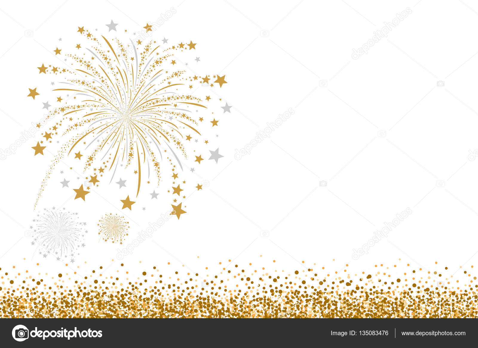 Gold Fireworks White Background