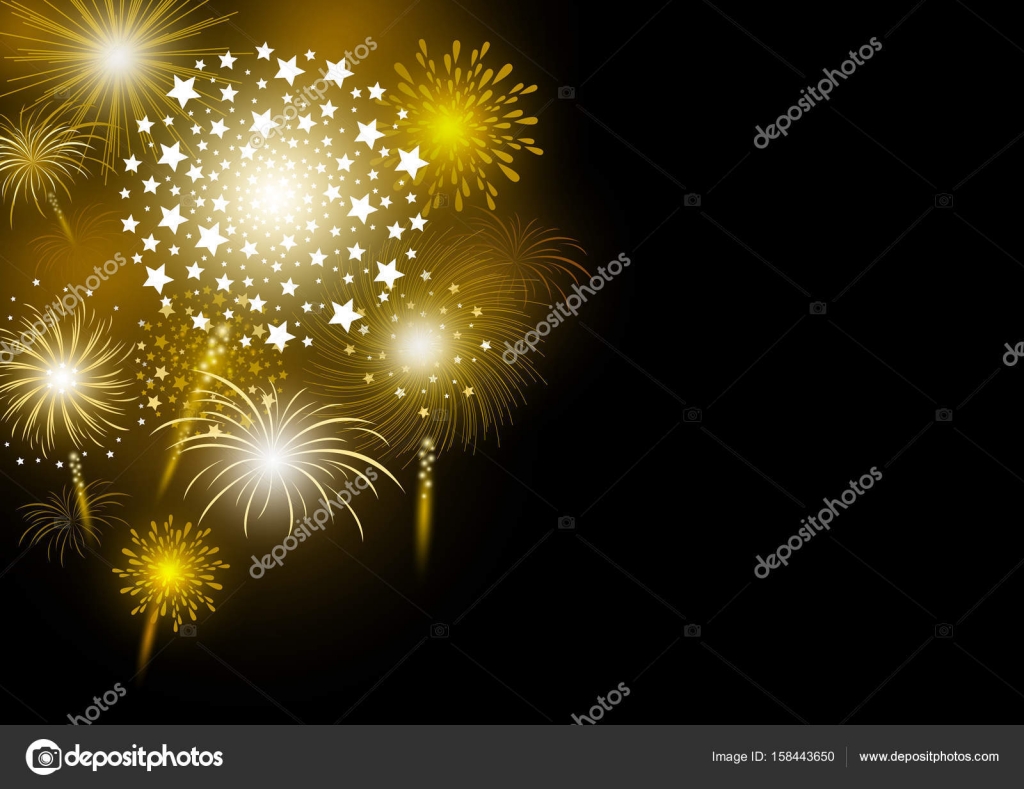 Vector gold firework design on black background Stock Vector by ...