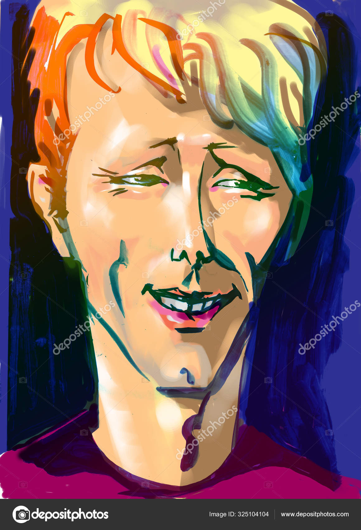 Sketch Fictional Portrait Smiling Young Man — Stock Photo ...