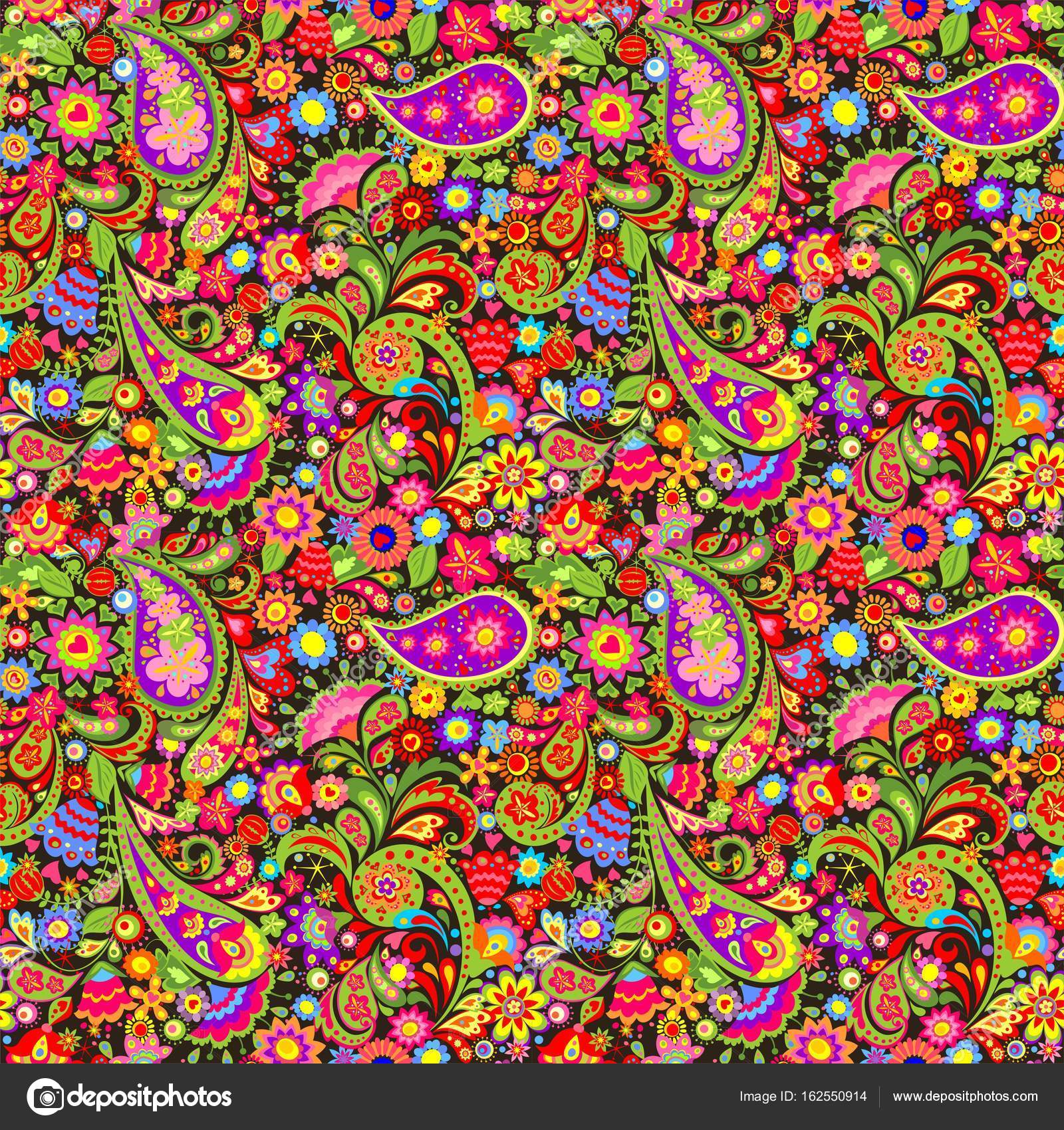 Turkish decorative colorful ethnic wallpaper with absatrct flowers and ...