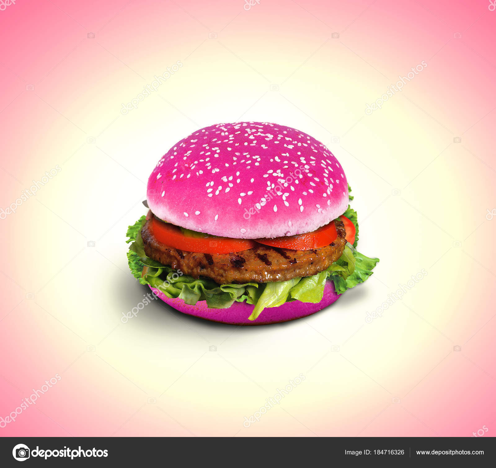 Pink Burger Pink Background Stock Photo by ©Giovanni_Cancemi 184716326