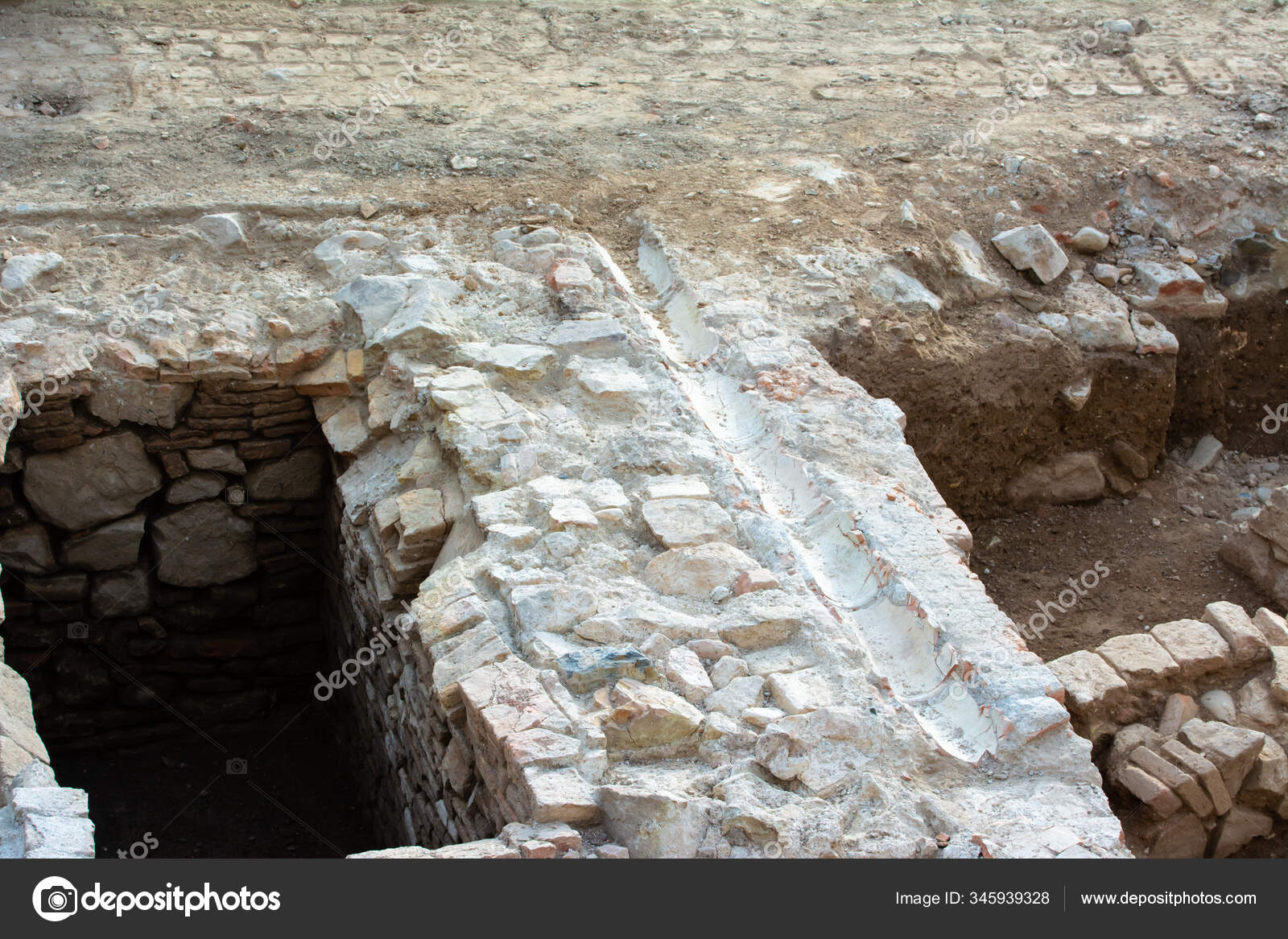 Malaga Spain February 2020 Site Archaeological Excavation Remains Human ...