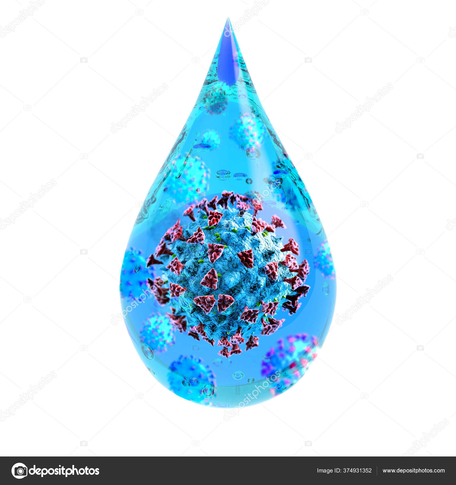 Human Saliva Drop Contagious Virus Coronavirus Covid White Background ...