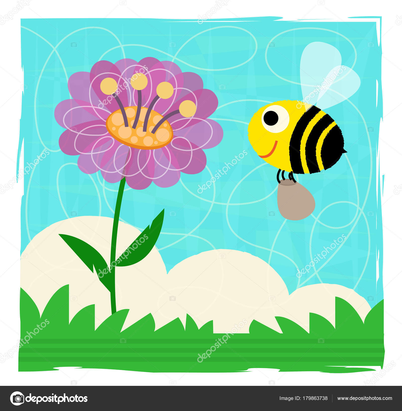 Bee Flower Cute Spring Clip Art Bee Flower Eps10 Stock Vector Image by ...