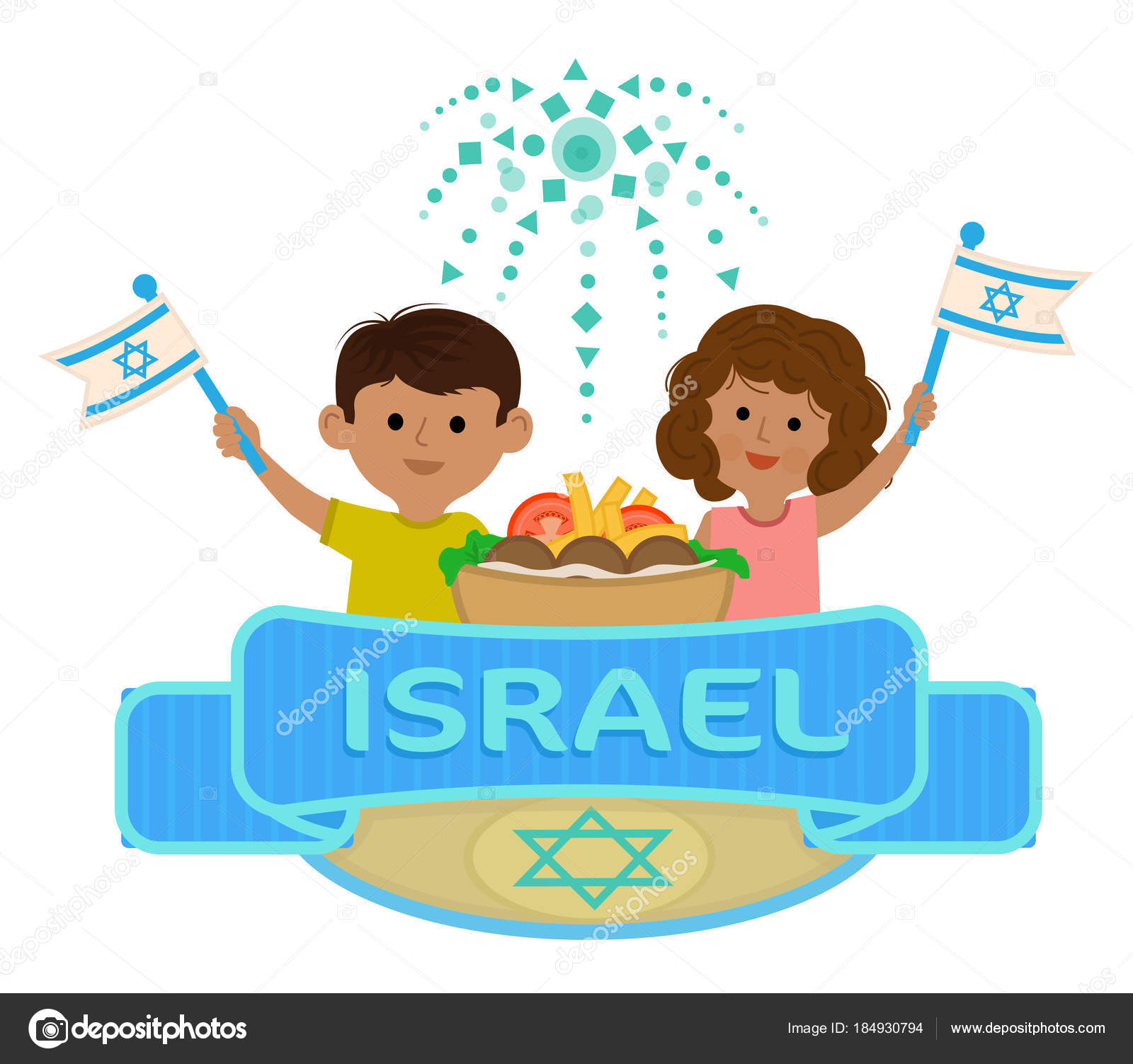 Israeli Celebration Israel Independence Day Clip Art Boy Girl Holding ...