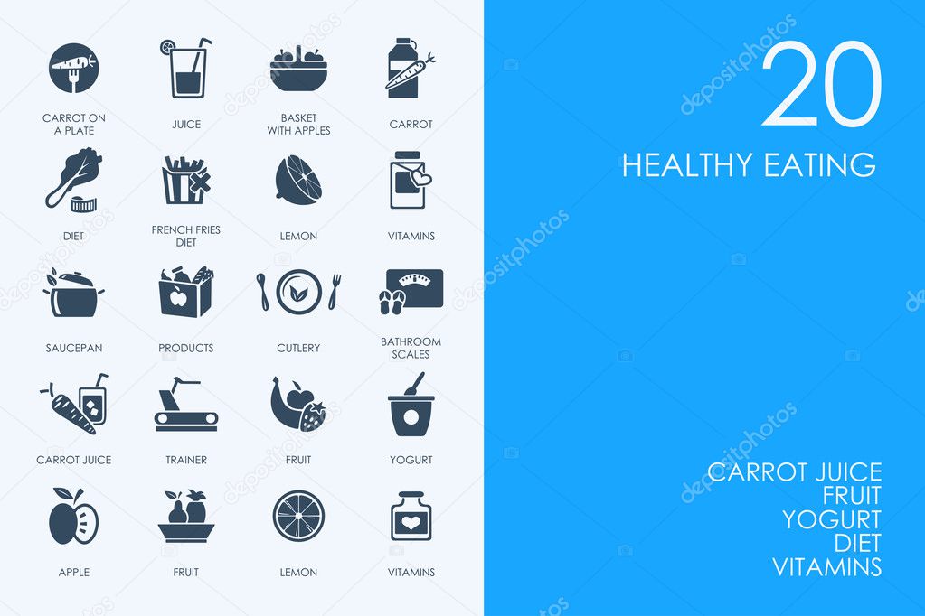 Set of healthy eating icons — Stock Vector © Palau83 #125707600