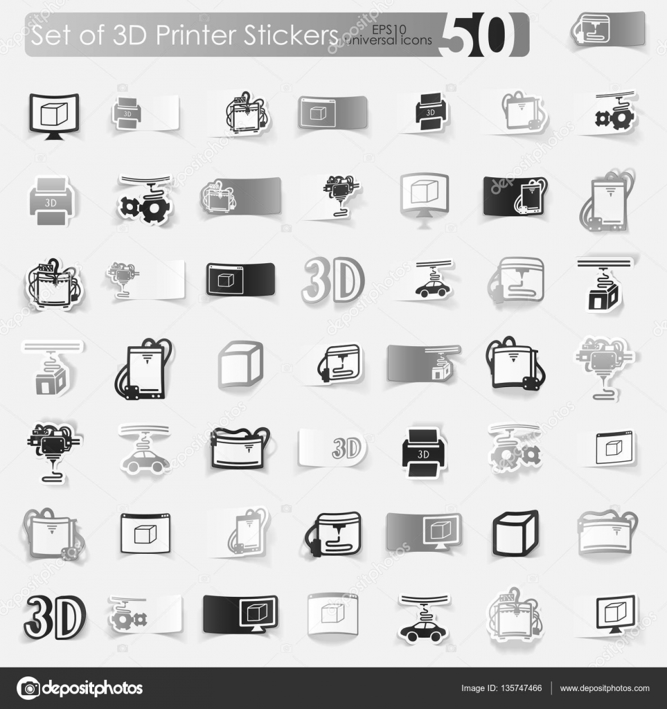 Set of 3D printer stickers — Stock Vector © Palau83 #135747466
