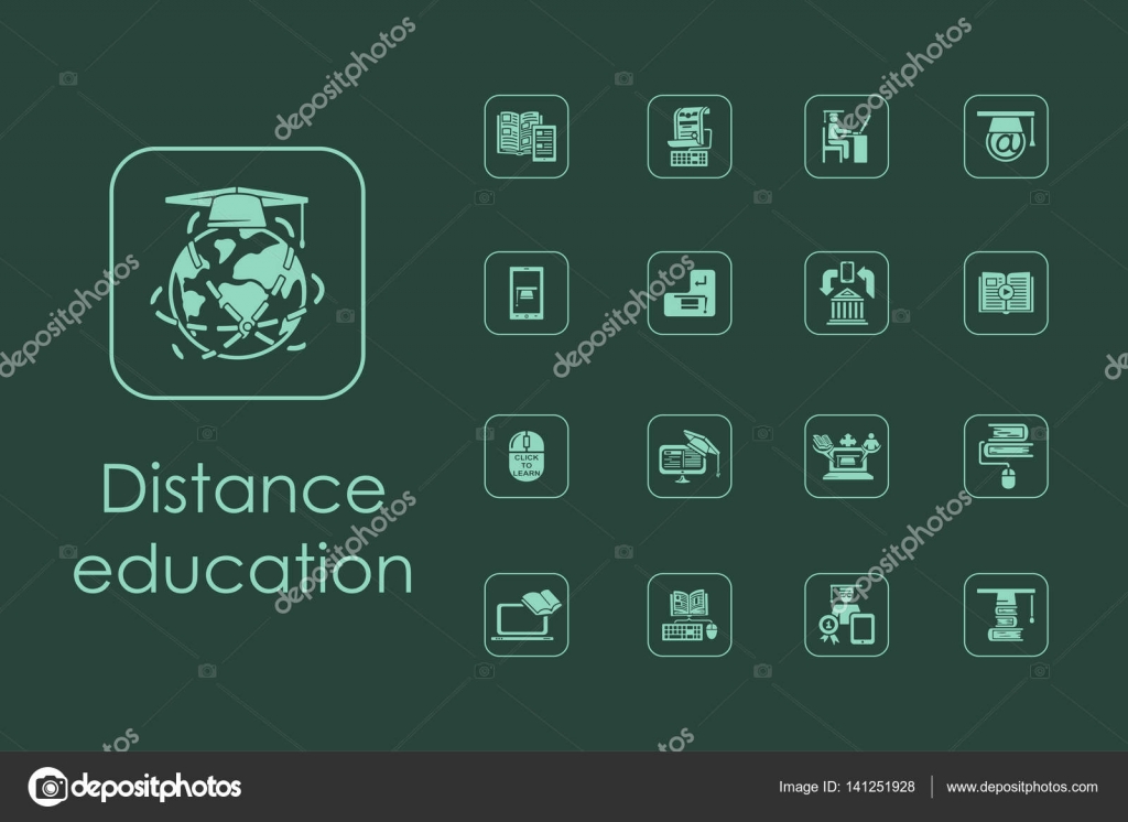 Set of distance learning simple icons Stock Vector by ©Palau83 141251928