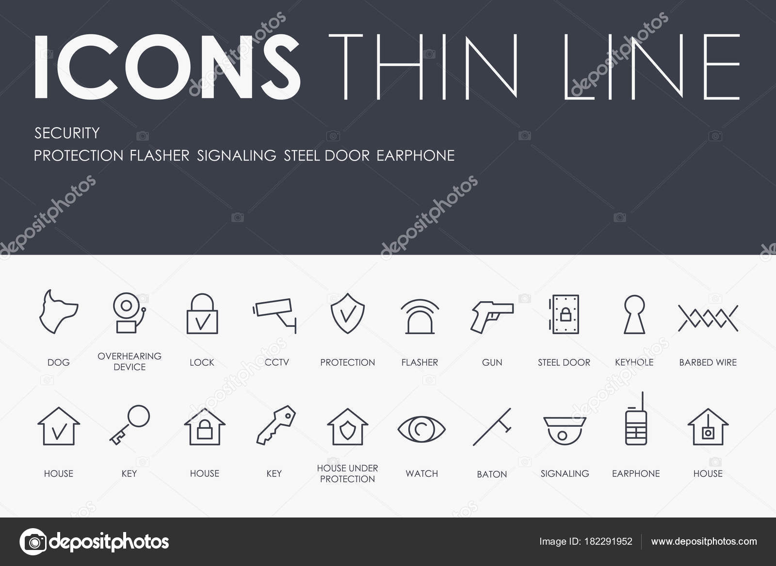 Vector Illustration Design Set Security Thin Line Vector Icons ...