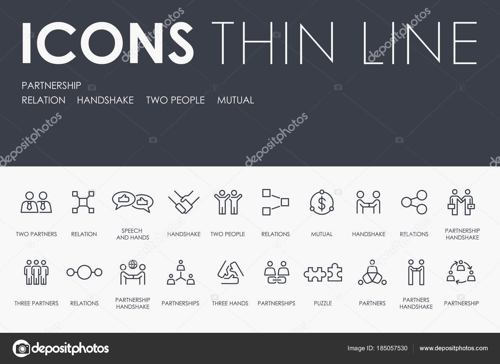 Set Partnership Thin Line Vector Icons Pictograms Stock Vector by ...