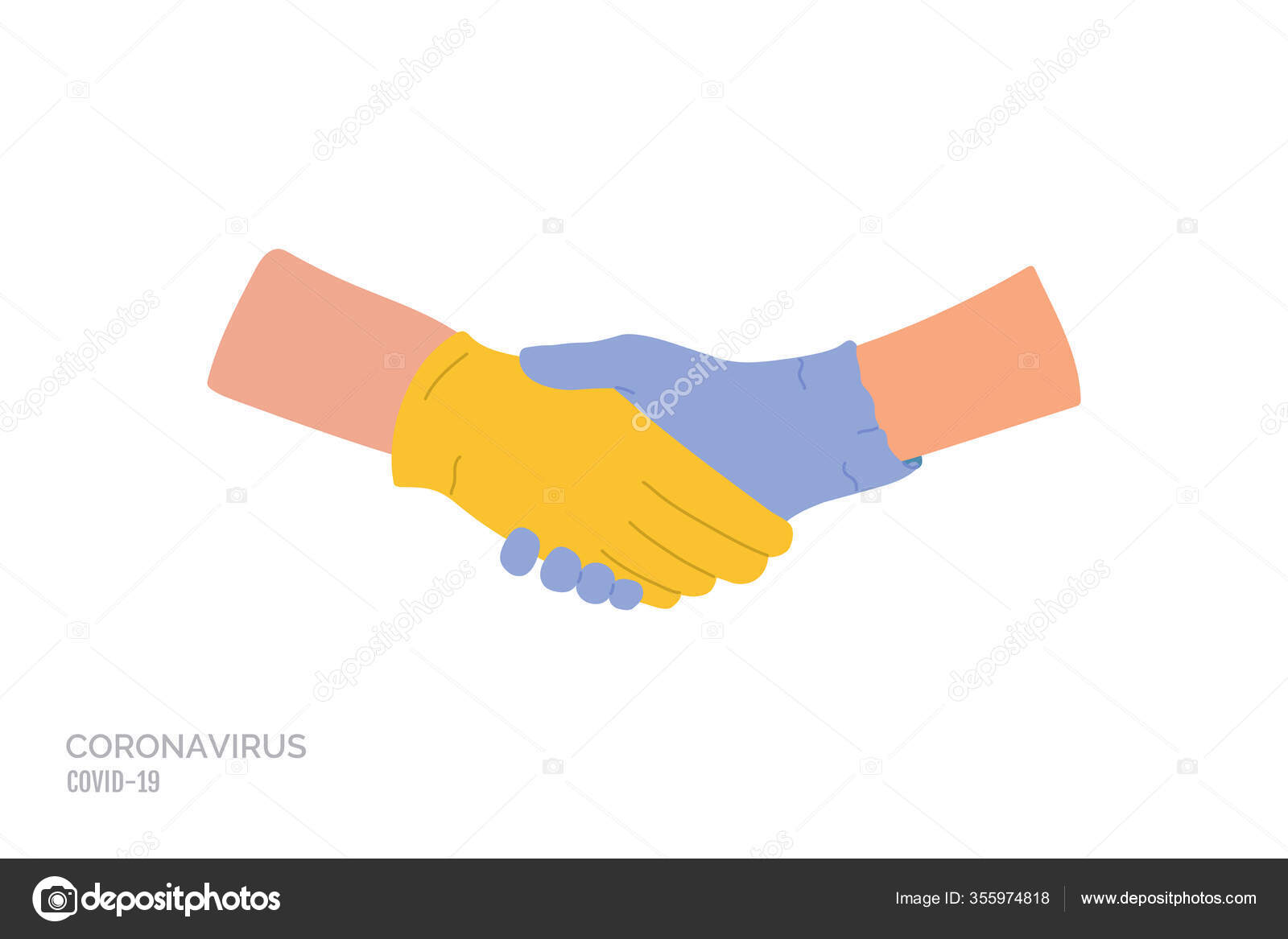 The handshake is protected with medical gloves. Precautions and ...