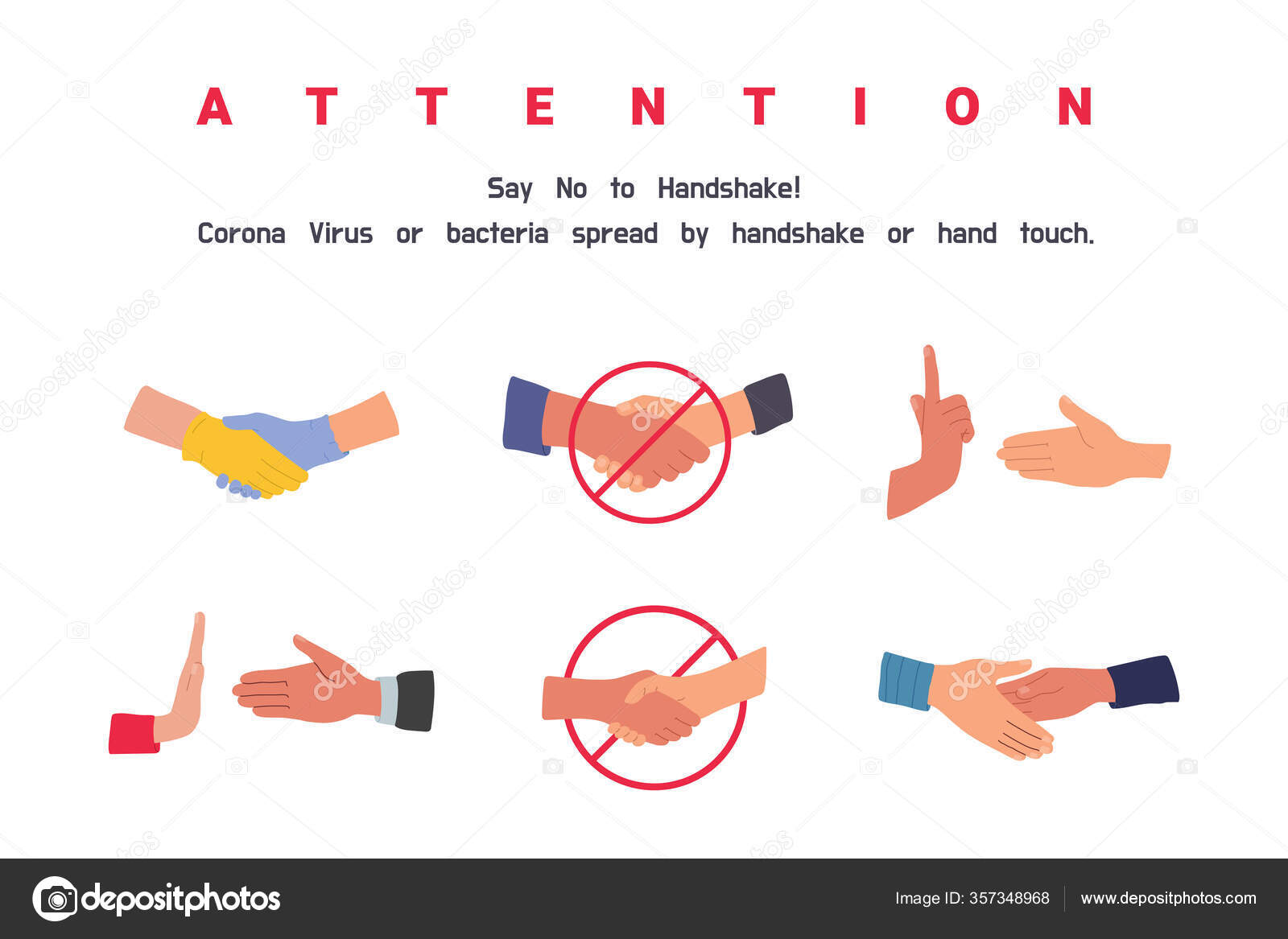 No handshake. Do not contact. Precautions and prevention of coronavirus ...