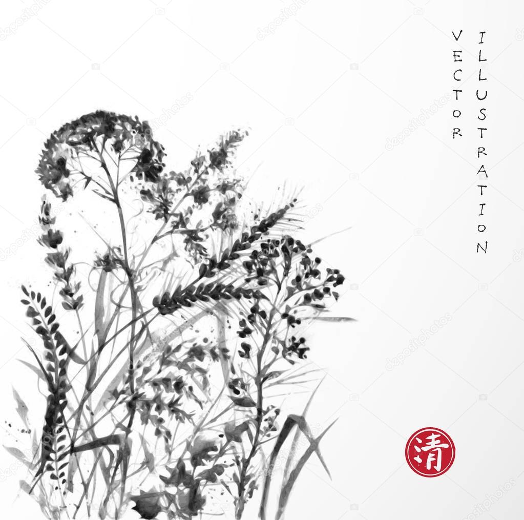 Grass on meadow hand drawn with ink — Stock Vector © Elinacious #150270366