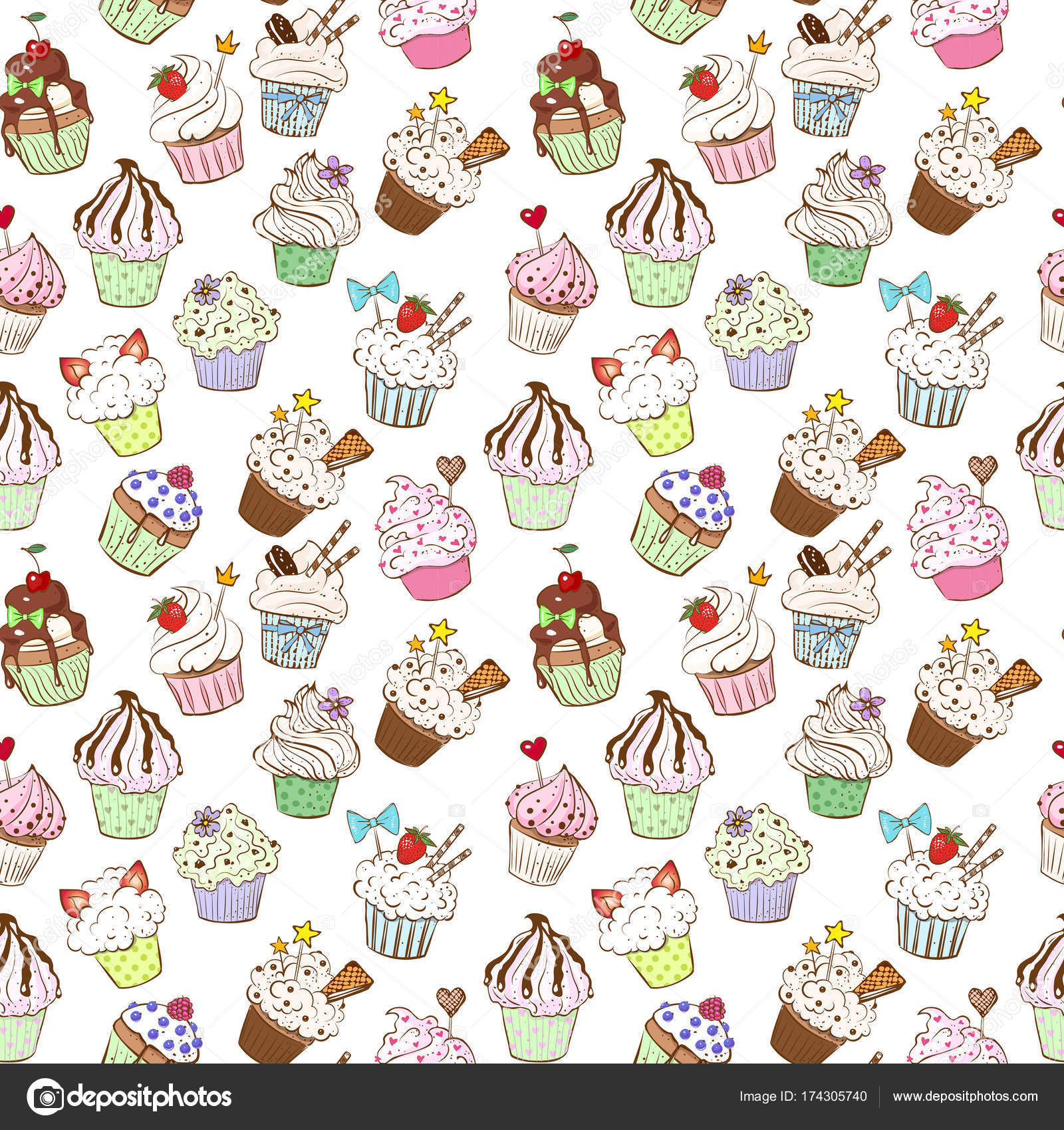 Set of doodle sketch cupcakes Stock Vector Image by ©Elinacious #174305740